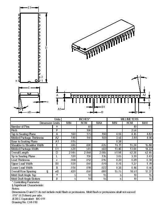 PIC16C765 Technical Data